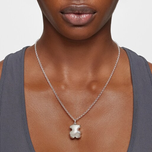 Średni wisiorek Bold Motif ze srebra, z motywem misia | TOUS