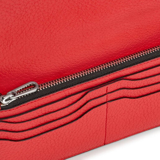 Flat coral-colored leather TOUS Balloon Wallet | TOUS