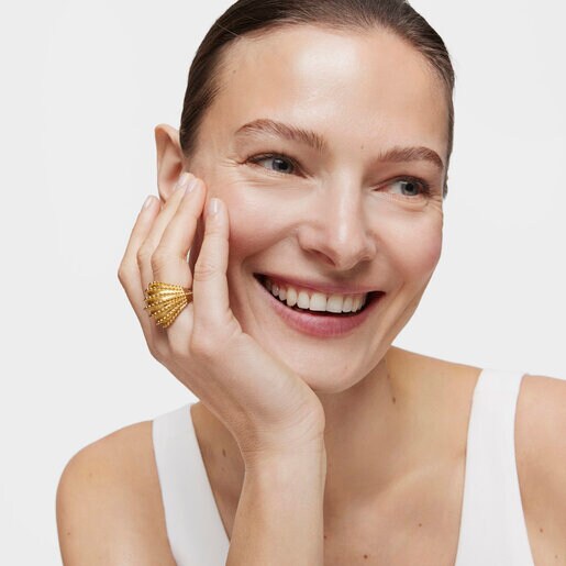 Large Ring with 18kt gold plating over silver TOUS Grain | TOUS