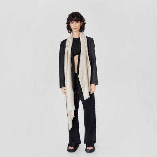 Foulard de jacquard beige TOUS Square Logo | TOUS