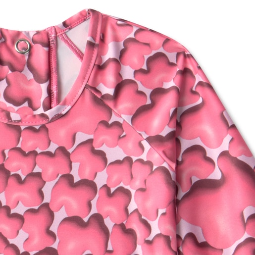 Girl s swimsuit with long sleeves in Puff pink | TOUS