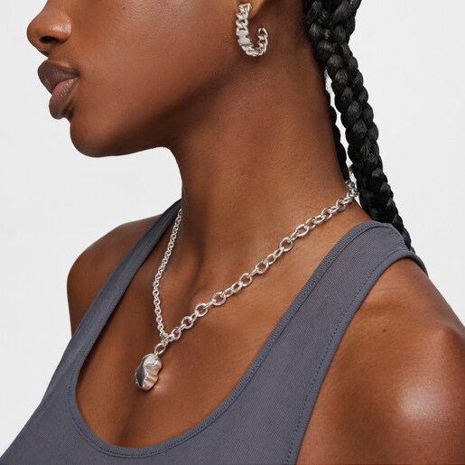 Średni wisiorek Bold Motif ze srebra, z motywem misia | TOUS