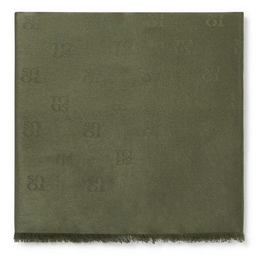 Khaki-colored jacquard TOUS Square Logo Foulard | TOUS