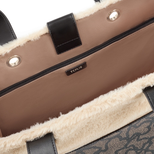 Large beige Amaya Kaos Icon Fur Shopping bag | TOUS