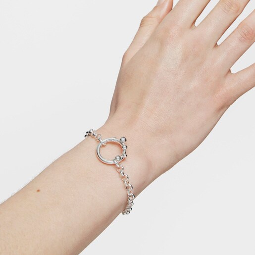 Anilla mediana de plata y detalles Hold | TOUS