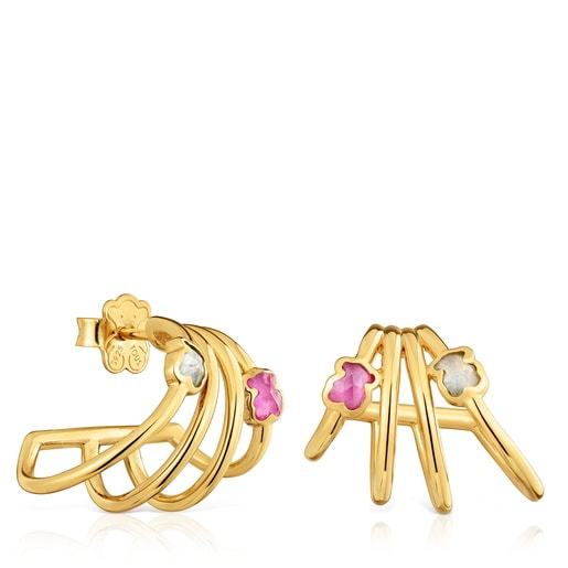 Claws ring en argent plaqué or 18 ct et pierres précieuses créées en laboratoire Icon Color LGG ...