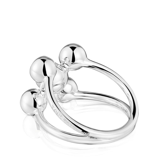 Large silver and cultured pearl motifs Ring Sugar Party | TOUS