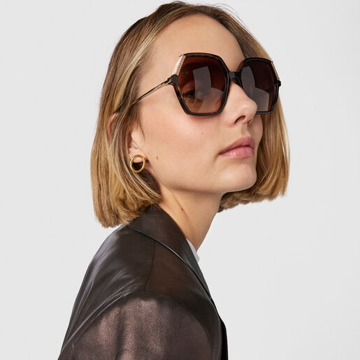 Square Bear Havana sunglaseses in black | TOUS