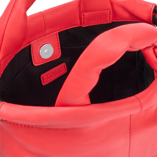 Medium coral-colored leather TOUS Cloud One-shoulder bag | TOUS