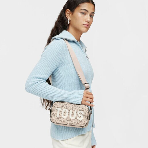 Taupe-colored Crossbody reporter bag Kaos Mini Evolution | TOUS