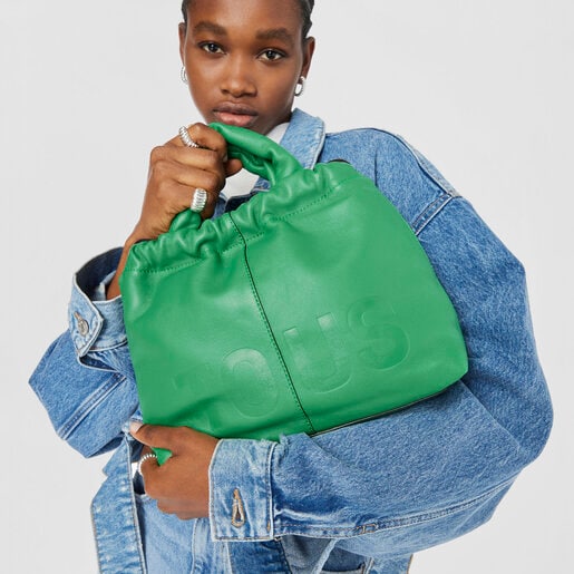 Saca mediana verde de piel TOUS Cloud | TOUS