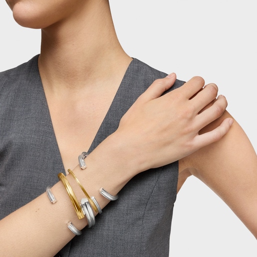 Wide two-tone Bangle with bear and heart motifs TOUS 1950 | TOUS