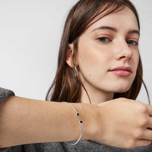 Bracelet in Silver with Onyx 5,5cm TOUS Mini Onix | TOUS