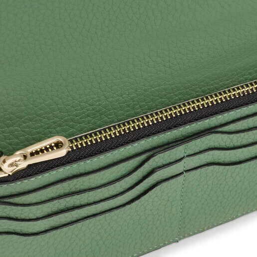 Flat khaki-colored leather TOUS Balloon Wallet | TOUS