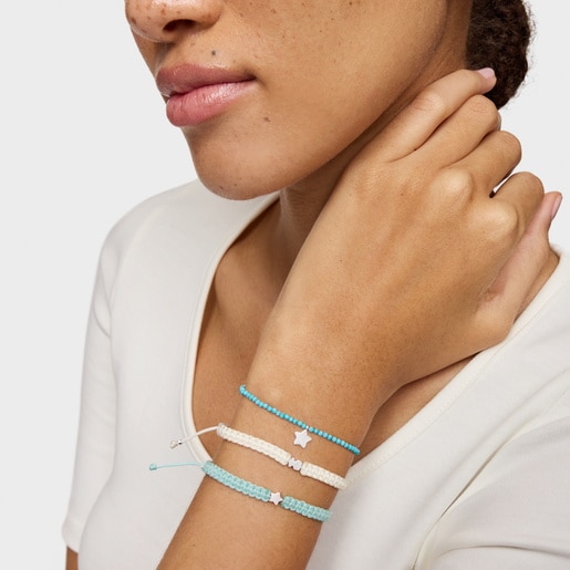 Armband TOUS Motifs aus türkisfarbenem Nylon mit Sternmotiv aus Silber | TOUS