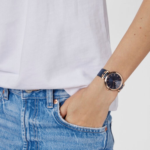 Two-tone rose and blue steel/IP S-Mesh Watch | TOUS