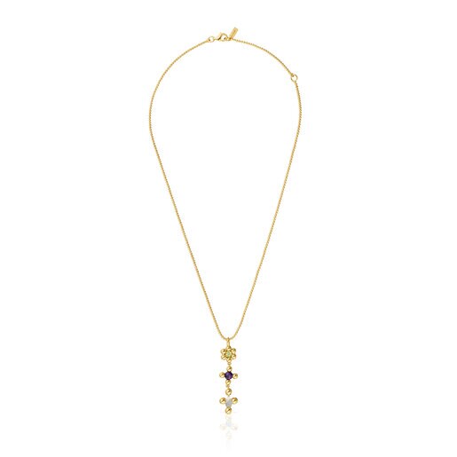 Short 18 kt gold-plated silver Necklace with gemstones Sugar Party | TOUS