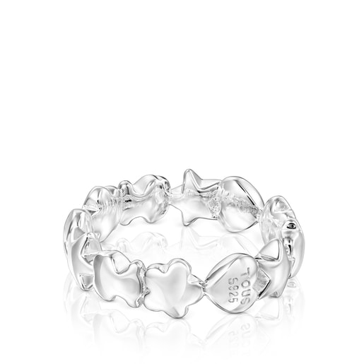 Silver Ring with Bear, Heart and Flower motifs TOUS Mini Icons | TOUS