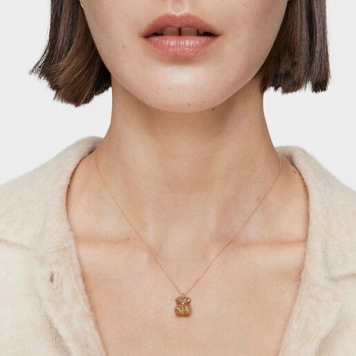 Gemstone and gold Bold Bear necklace | TOUS