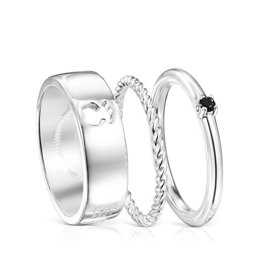 Silver and Spinel Rings set Bear motifs TOUS Ring Mix | TOUS