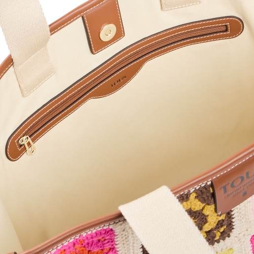 Large beige and brown TOUS Crochet Tote bag | TOUS