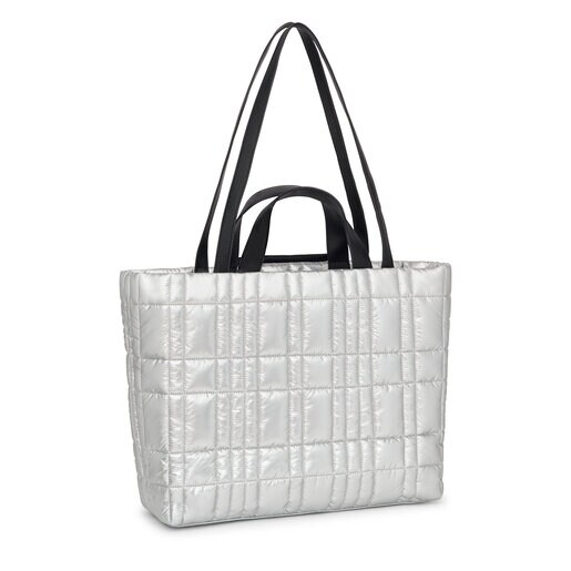 Large silver-colored TOUS Empire Padded Tote bag | TOUS