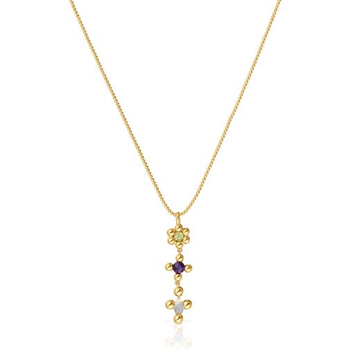 Short 18 kt gold-plated silver Necklace with gemstones Sugar Party | TOUS