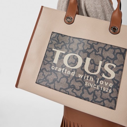 Large brown and beige Amaya Kaos Icon Shopping bag | TOUS