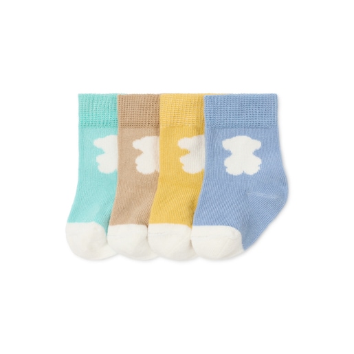 Pack 4 pares de peúgas de bebé Ssocks azuis | TOUS