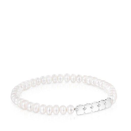 Silver Straight Bracelet with Pearls | TOUS