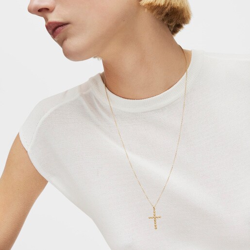 Large gold cross-motif Pendant Basics | TOUS