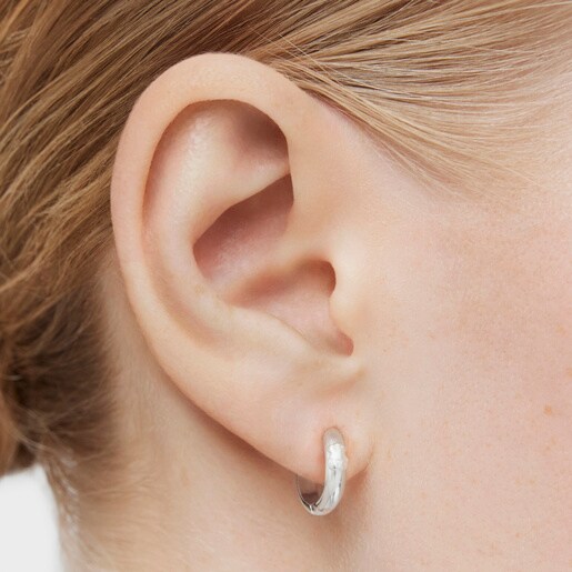 Silver TOUS Basics Hoop earrings with bear | TOUS