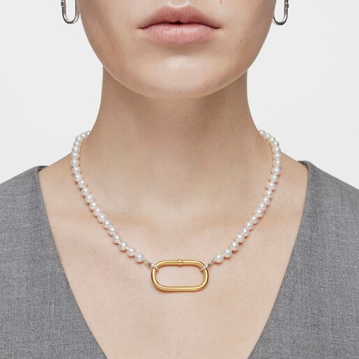 Extra-large Ring with 18kt gold plating over silver Hold Oval | TOUS