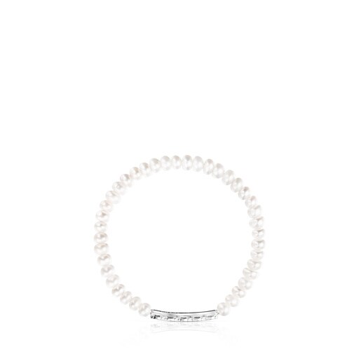 Silver Straight Bracelet with Pearls | TOUS