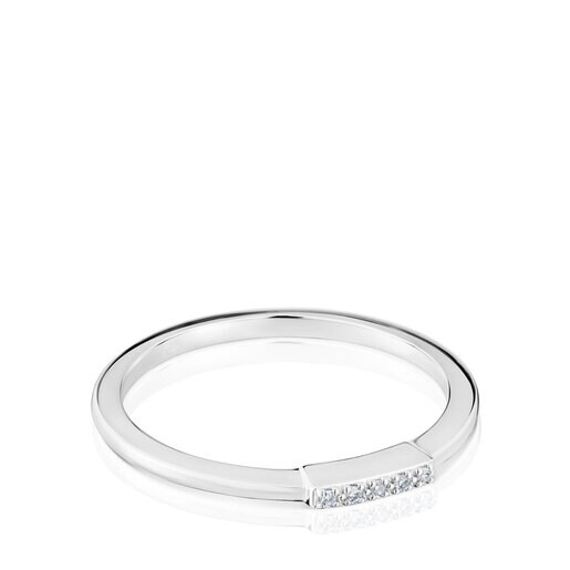 Small white-gold strip Ring with diamonds TOUS Grain | TOUS