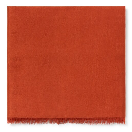 Orange-colored jacquard TOUS Square Logo Foulard | TOUS