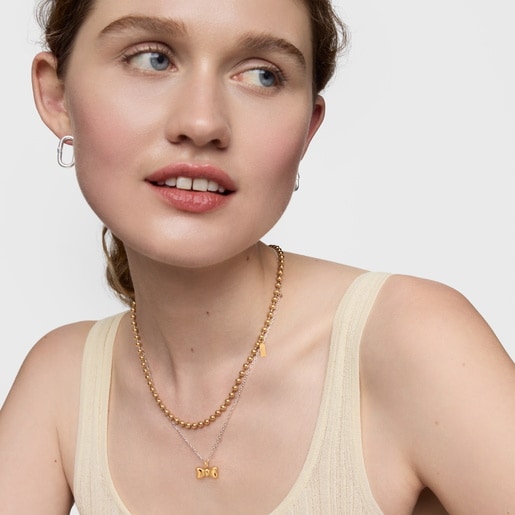 Dije lazo anilla con baño de oro de 18 kt sobre plata 15 mm TOUS Ribbon | TOUS