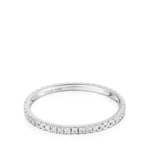 Alliance en or blanc avec diamants motif Les Classiques | TOUS