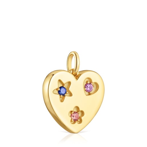Wisiorek z sercem ze srebra powlekanego złotem 18-karatowym z laboratoryjnie hodowanymi ...