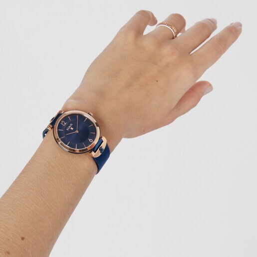 Two-tone rose and blue steel/IP S-Mesh Watch | TOUS
