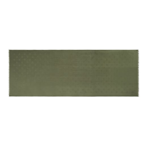 Khaki-colored jacquard TOUS Square Logo Foulard | TOUS