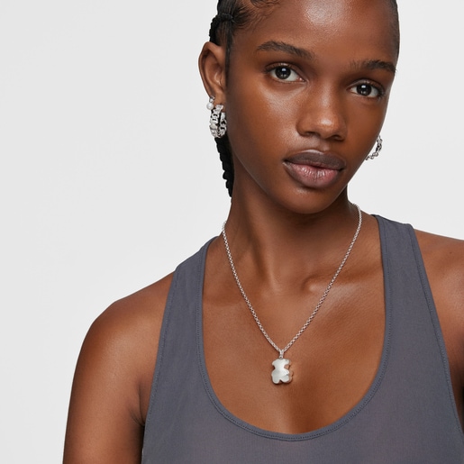 Średni wisiorek Bold Motif ze srebra, z motywem misia | TOUS