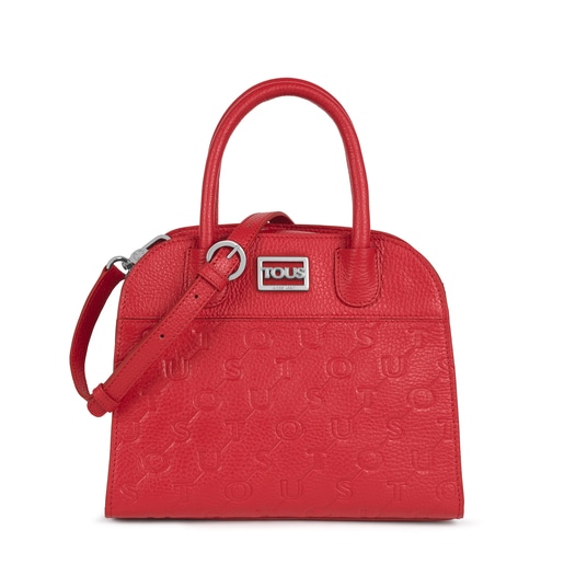 Small red Leather T Script City bag | TOUS