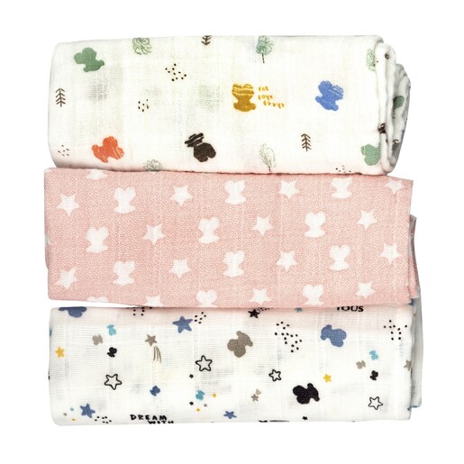 Set de 3 Mini Muselinas Smile Rosa - Tous. | TOUS